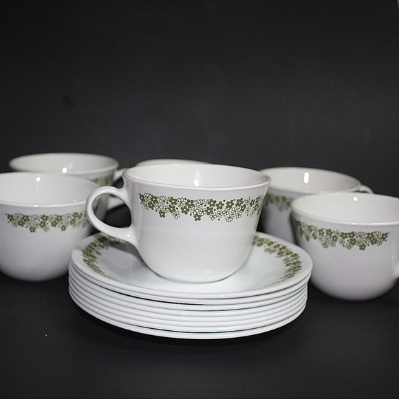 Corelle | Dining | Vintage Corelle Spring Blossom Green Crazy Daisy 6 ...